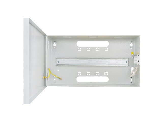 Witte metalen behuizing met DIN rail (1x2)